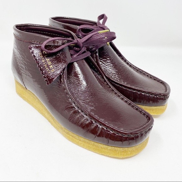 Clarks | Shoes | Nib Clarks Wallabee Boot Red Patent Leather | Poshmark